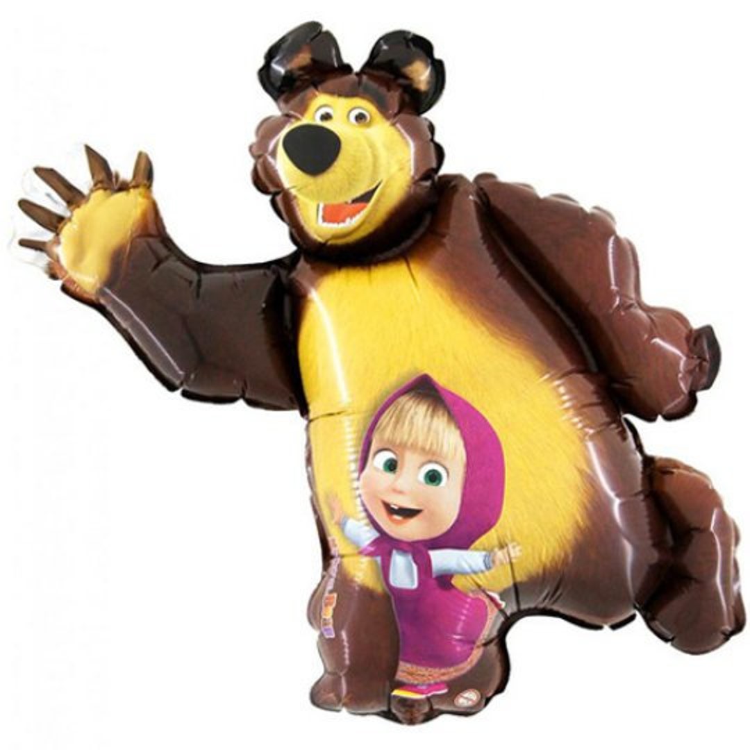 Masha & the Bear Foil Balloon Kids Party Decorations Happy Birthday ...