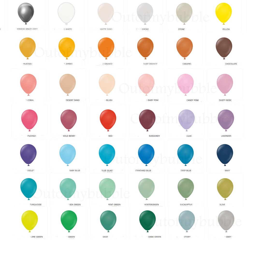 10 Mini Balloons 5" Pink Gold Lilac Purple Green Sage Orange Blue Navy ...