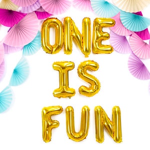ONE IS FUN Balloons | Rose Gold Balloons | Gold Silver Balloons | Party ...