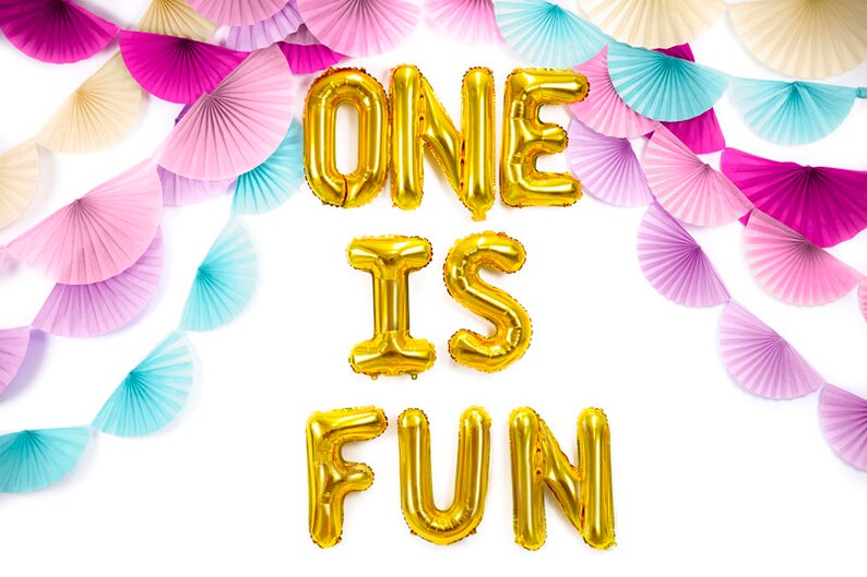 ONE IS FUN Balloons Rose Gold Balloons Gold Silver | Etsy