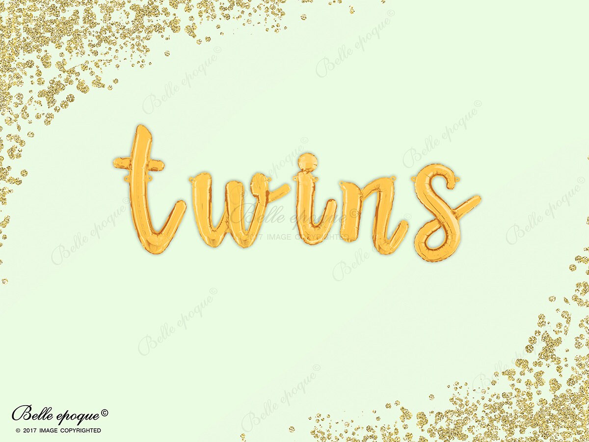 TWINS Letter Balloons Gold Balloons Cursive Balloons | Etsy