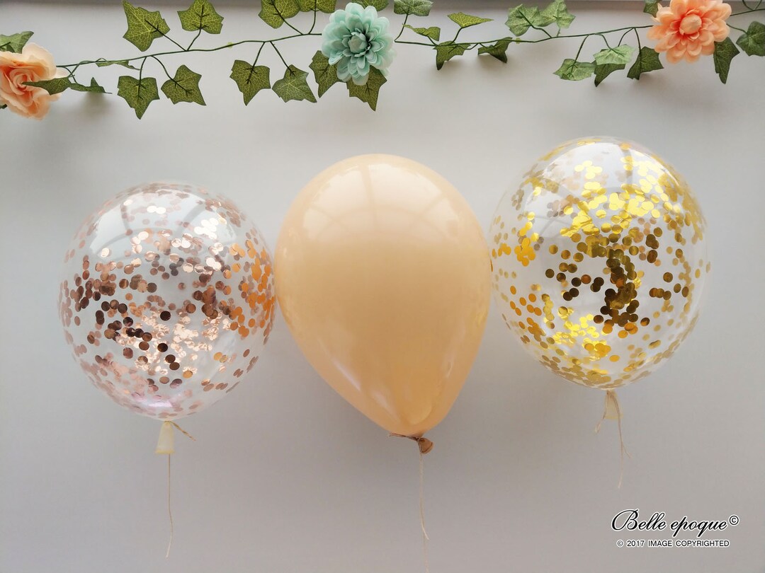Blush Balloons, Rose Gold Confetti Balloons, Birthday, Party ...