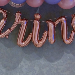 Rose Gold Custom Name Balloons, Personalized Cursive Letter Balloons ...