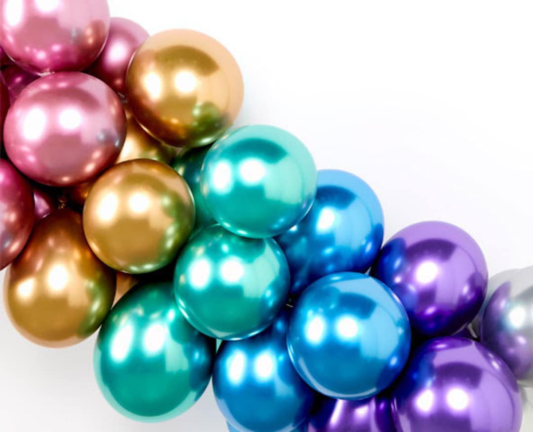 5 Chrome Balloons, Metallic, Shiny Latex Balloons 7", Birthday Bride ...