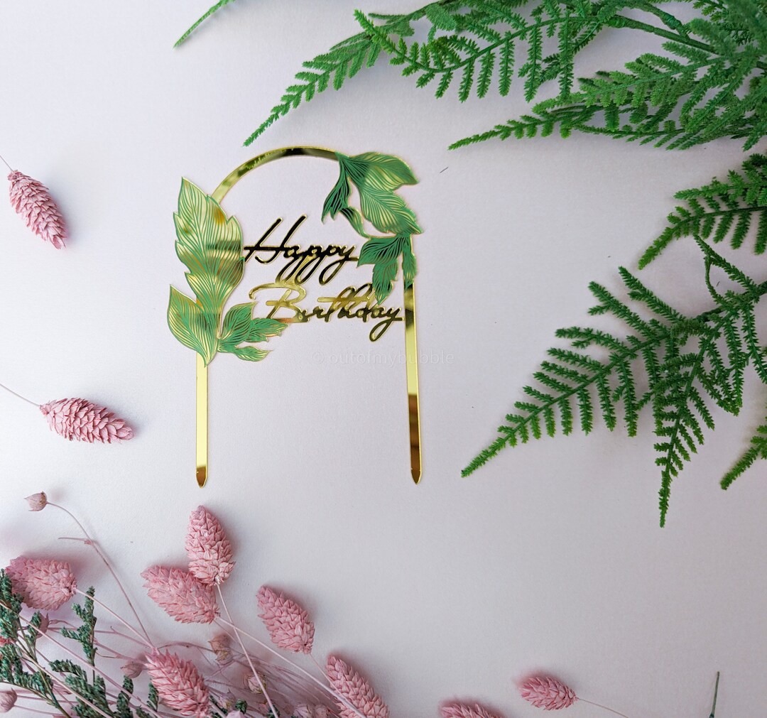 Happy Birthday Rose Gold Cake Topper Acrylic Party Decorations Girls ...