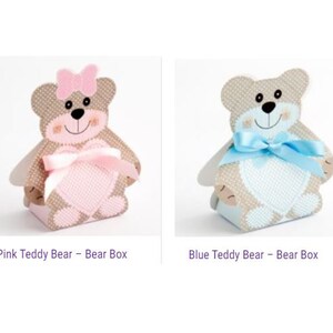Teddy Bear Blue Pink Shape Box Favours Sweets Thank You Baby Shower ...