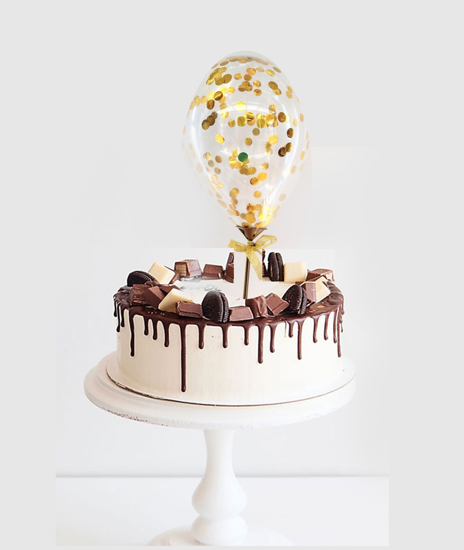 Gold Cake Topper Silver Confetti Balloons 5 Latex Party | Etsy