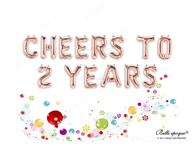 CHEERS TO 2 YEARS Rose Gold Balloons Garland - Etsy Australia