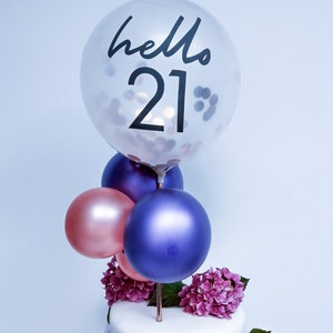 Balloon Cake Topper 11 Happy Birthday Hello 21 30 18 40 - Etsy