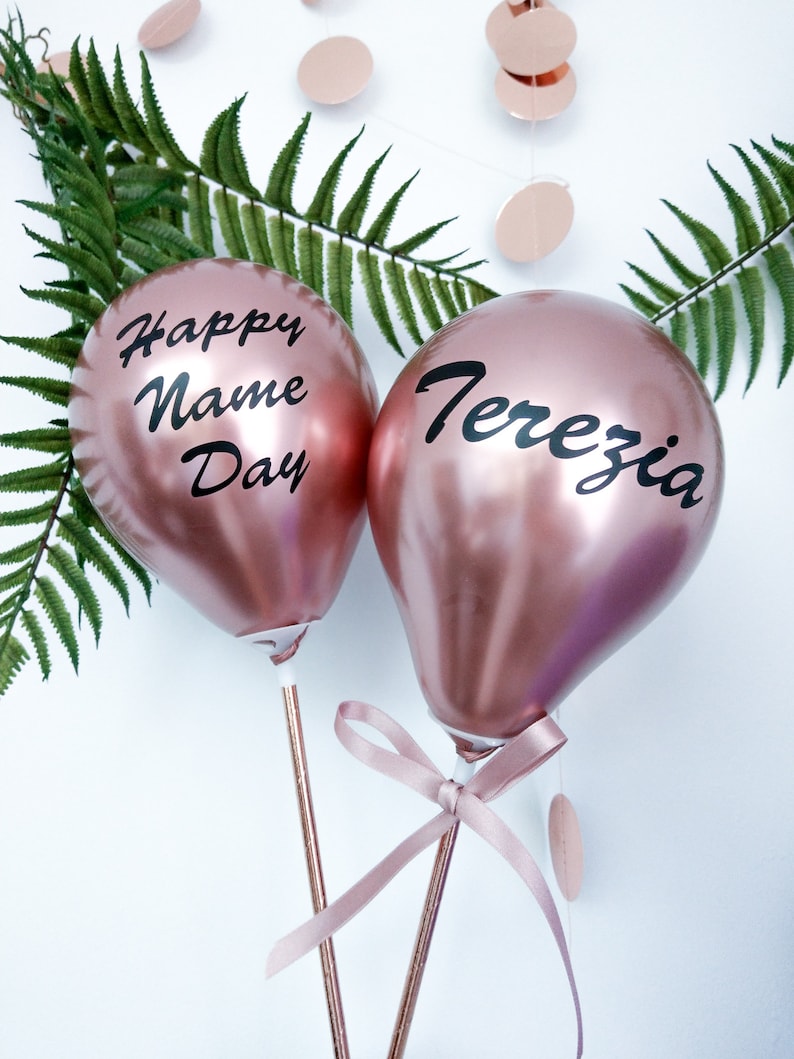 Custom Name Balloon Cake Topper Chrome Rose Gold Personalized Vinyl ...