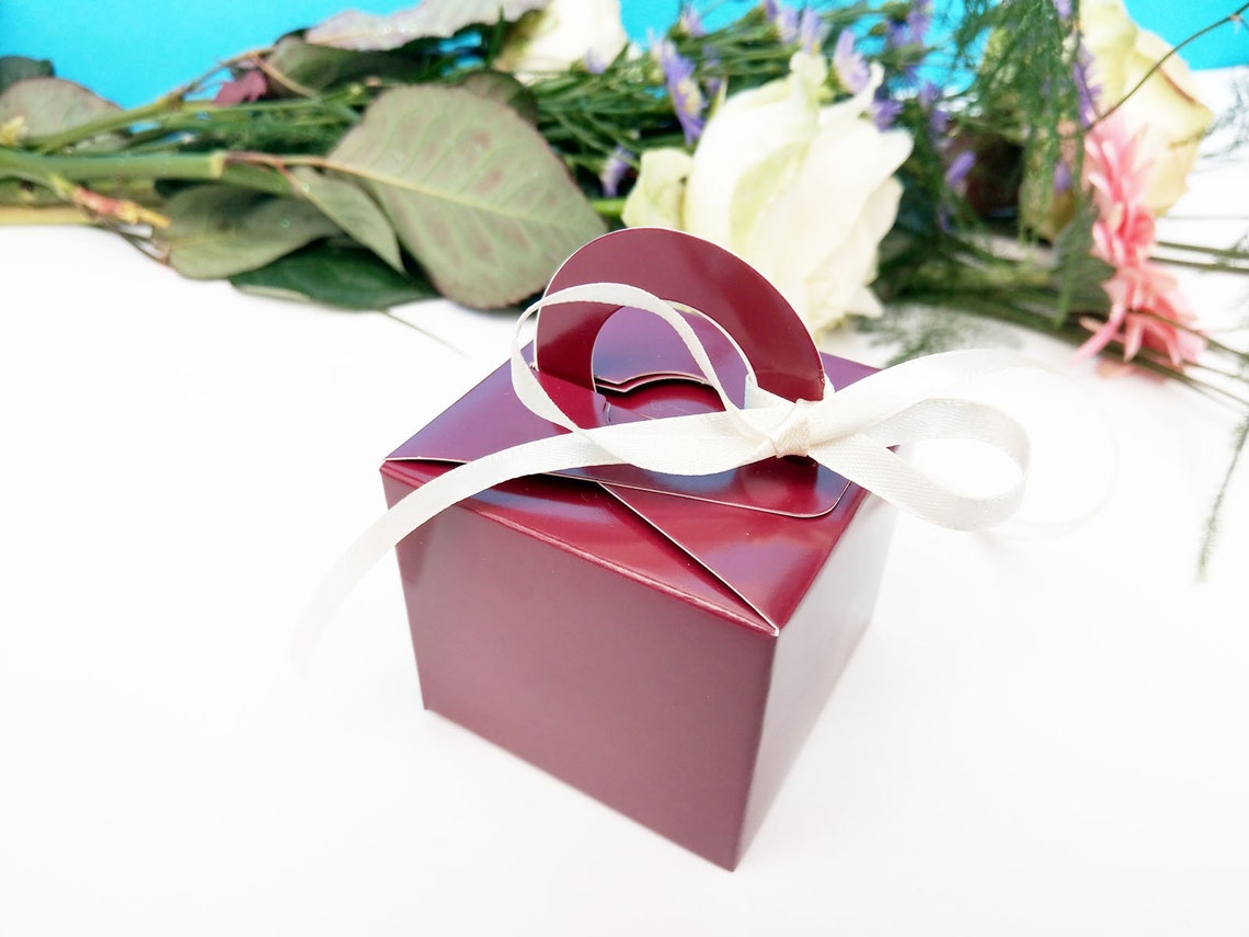 Burgundy Favor Boxes Wedding Favors Wedding Boxes DIY | Etsy