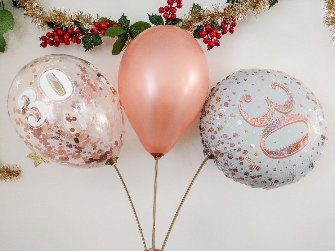 Rose Gold Balloons Confetti, Hello 30, Happy 30, Birthday, Party, Foil ...