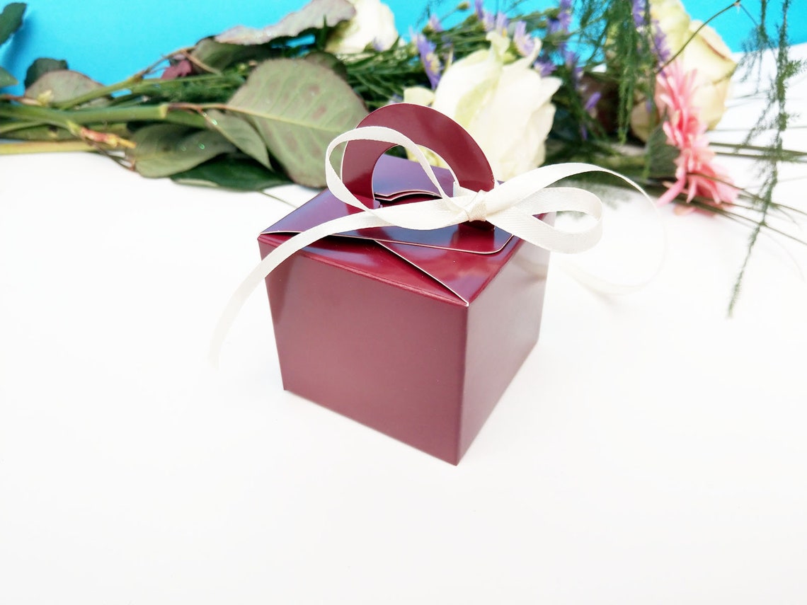 Burgundy Favor Boxes Wedding Favors Wedding Boxes DIY - Etsy