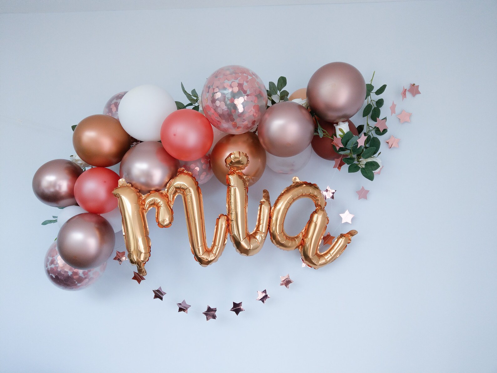 Rose Gold Arch Custom Name Balloons Chrome Copper White Gold | Etsy