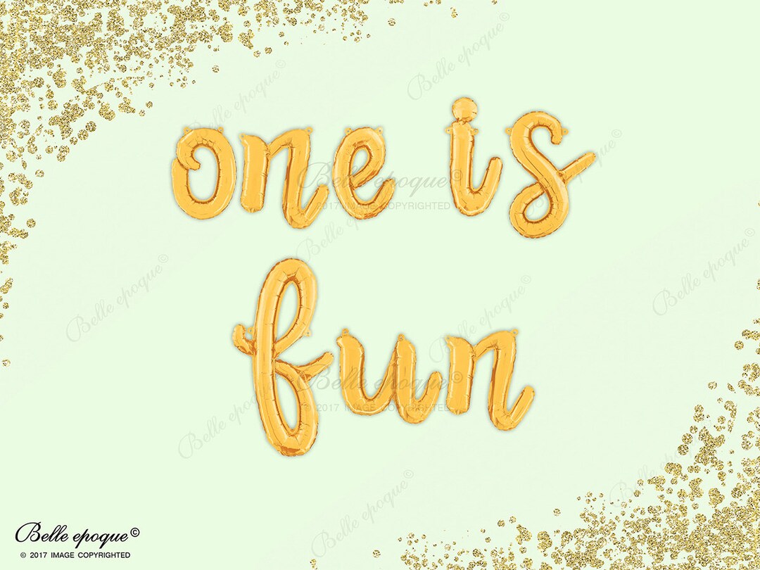 ONE IS FUN Letter Balloons Gold Balloons Cursive Balloons Party ...