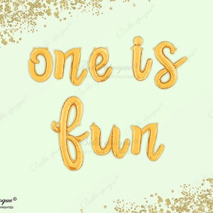 ONE IS FUN Letter Balloons Gold Balloons Cursive Balloons Party ...