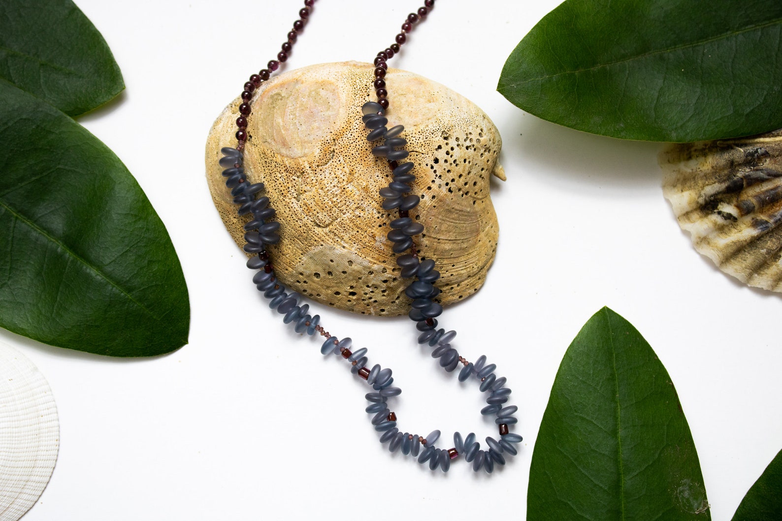 Red Garnet and Vintage Czech Glass fungi Necklace - Etsy