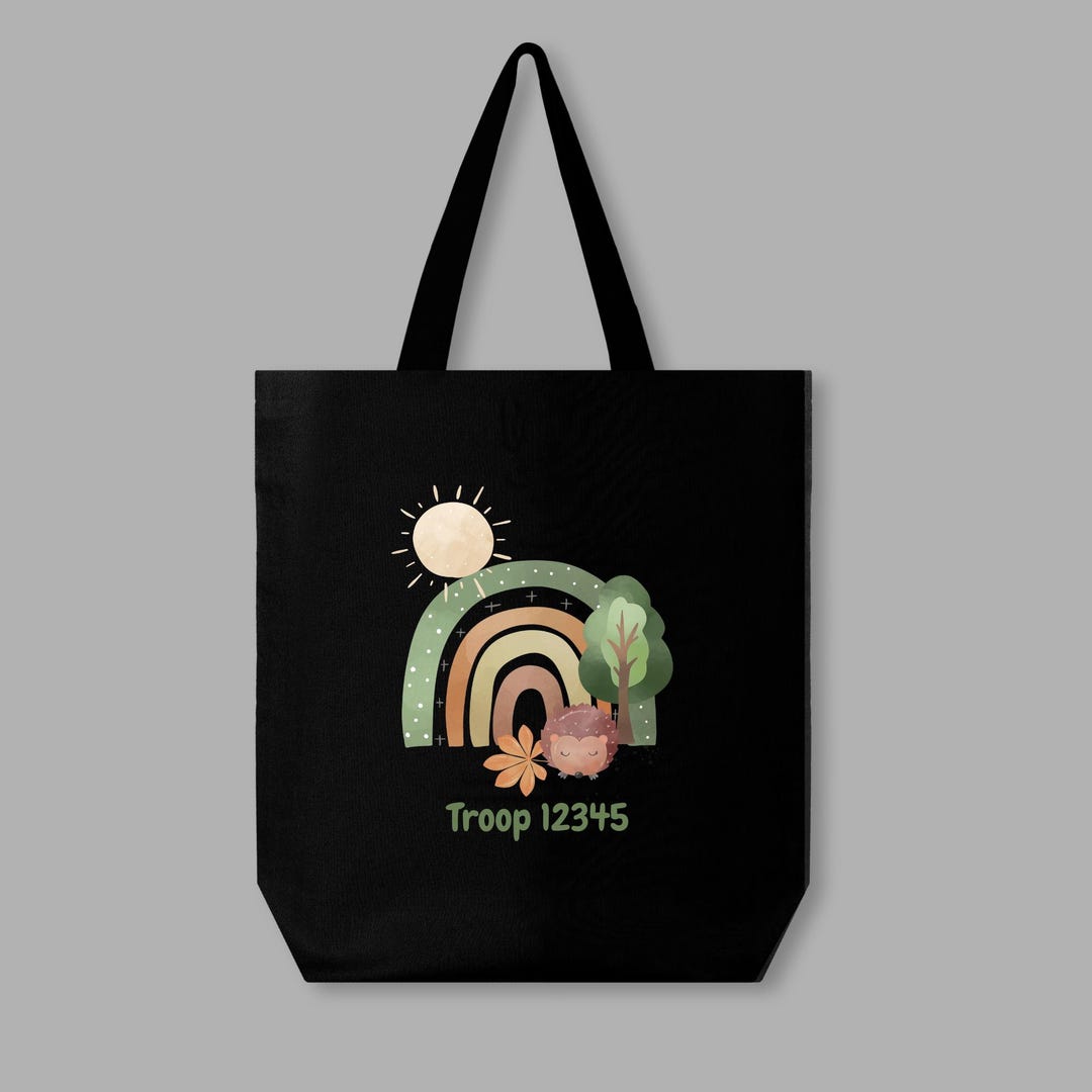 Troop Number Tote Bag Black Onesie®, Scouts, Birthday Gift, Brownie ...