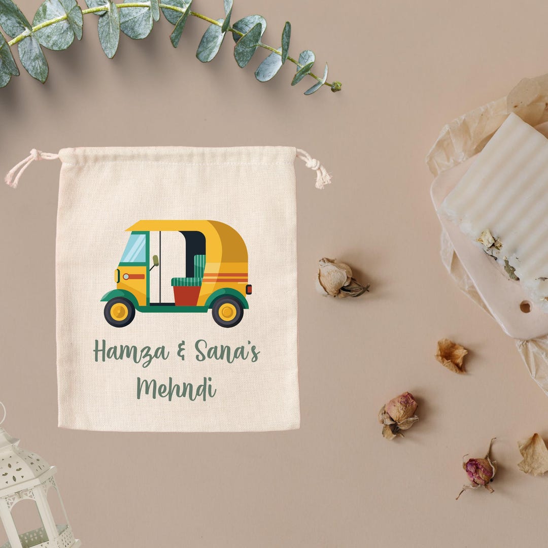 Set of 10 Rickshaw Favor Bags, Baby Shower Favors, Mehndi Shaadi Favor ...