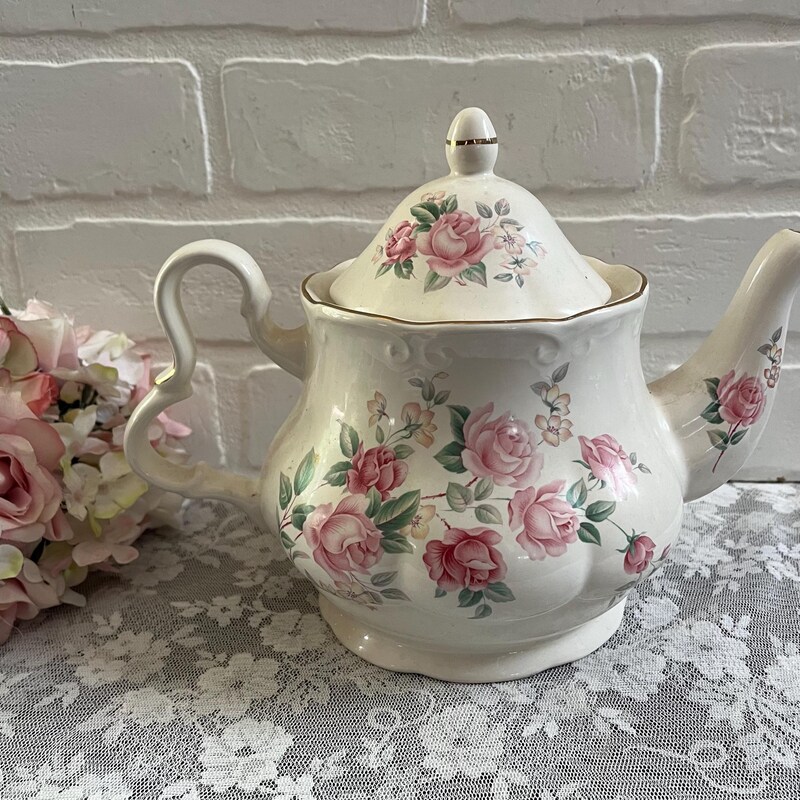 Pink Rose Teapot - Etsy
