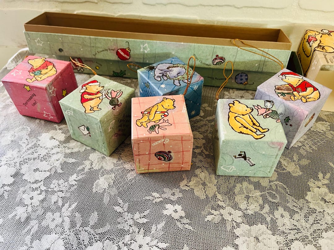 Winnie the Pooh Cube Ornaments - Set of (6) - Etsy