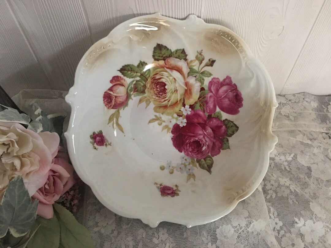 Large Ornate Vintage Rose Bowl - Etsy