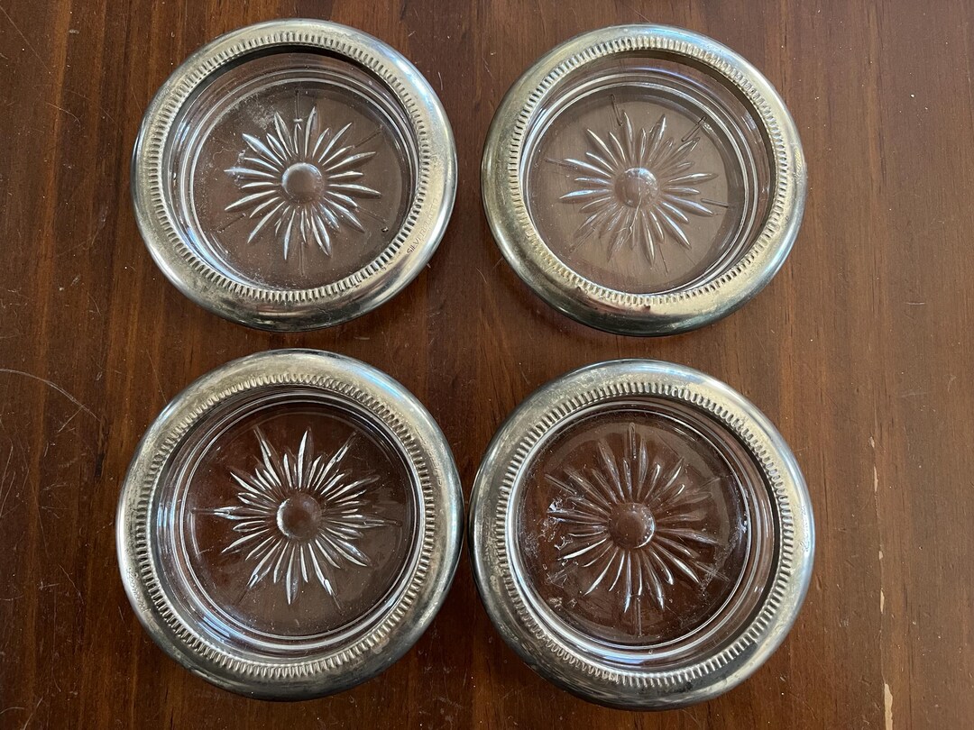 Vintage Glass Coasters - Set of (4) - Etsy