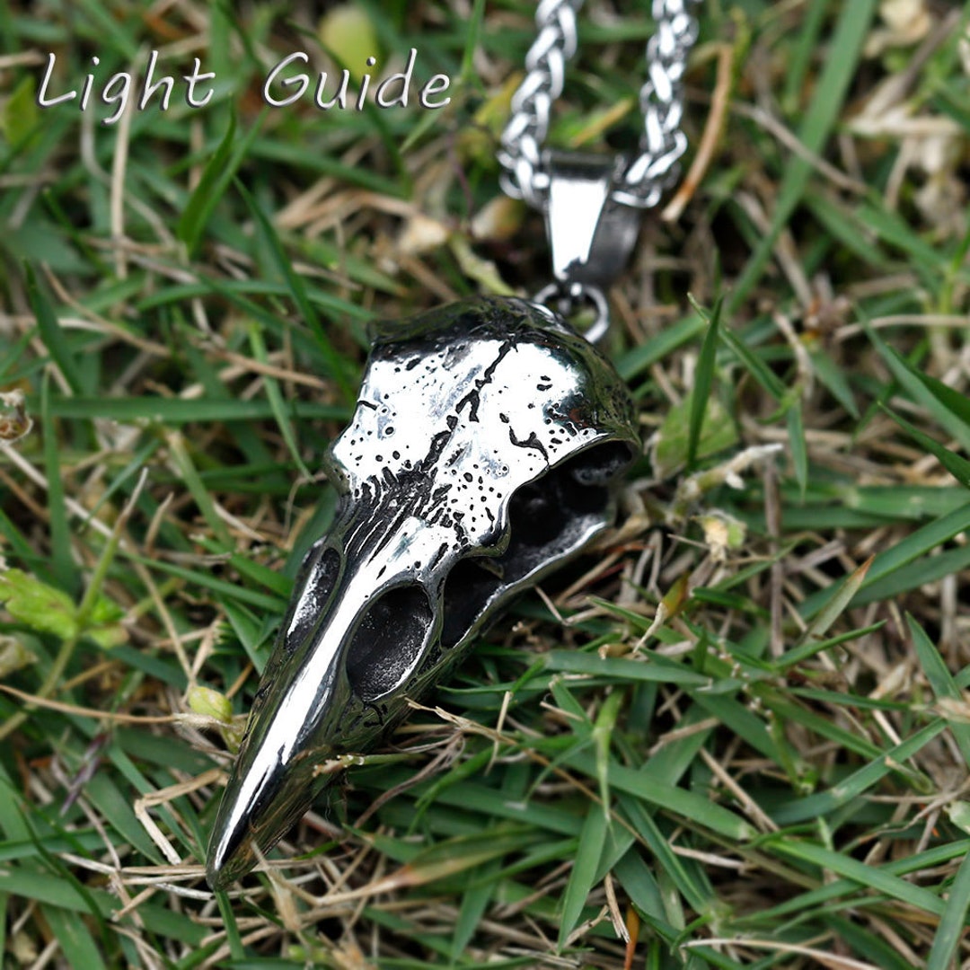 Raven Crow Skull Gothic Stainless Steel Pendant Necklace - Etsy