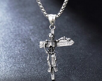 Skeleton Cross Necklace - Etsy