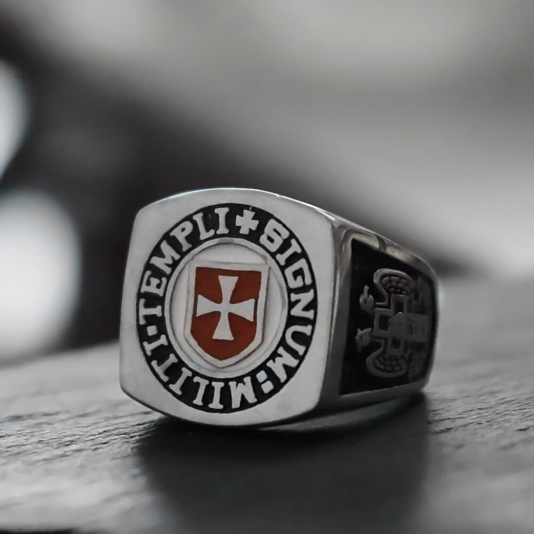 Stainless Steel Freemason Cross Masonic Knights Templar Ring Biker Punk ...