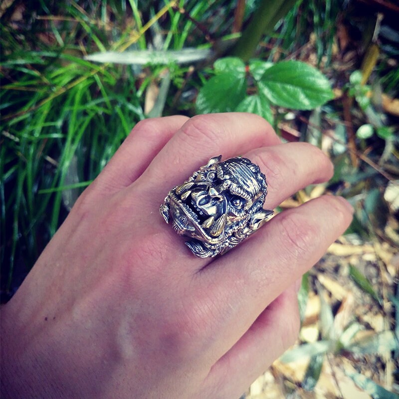 Skull Ring Silver World Of Warcraft Orc Ring Huge Monster | Etsy