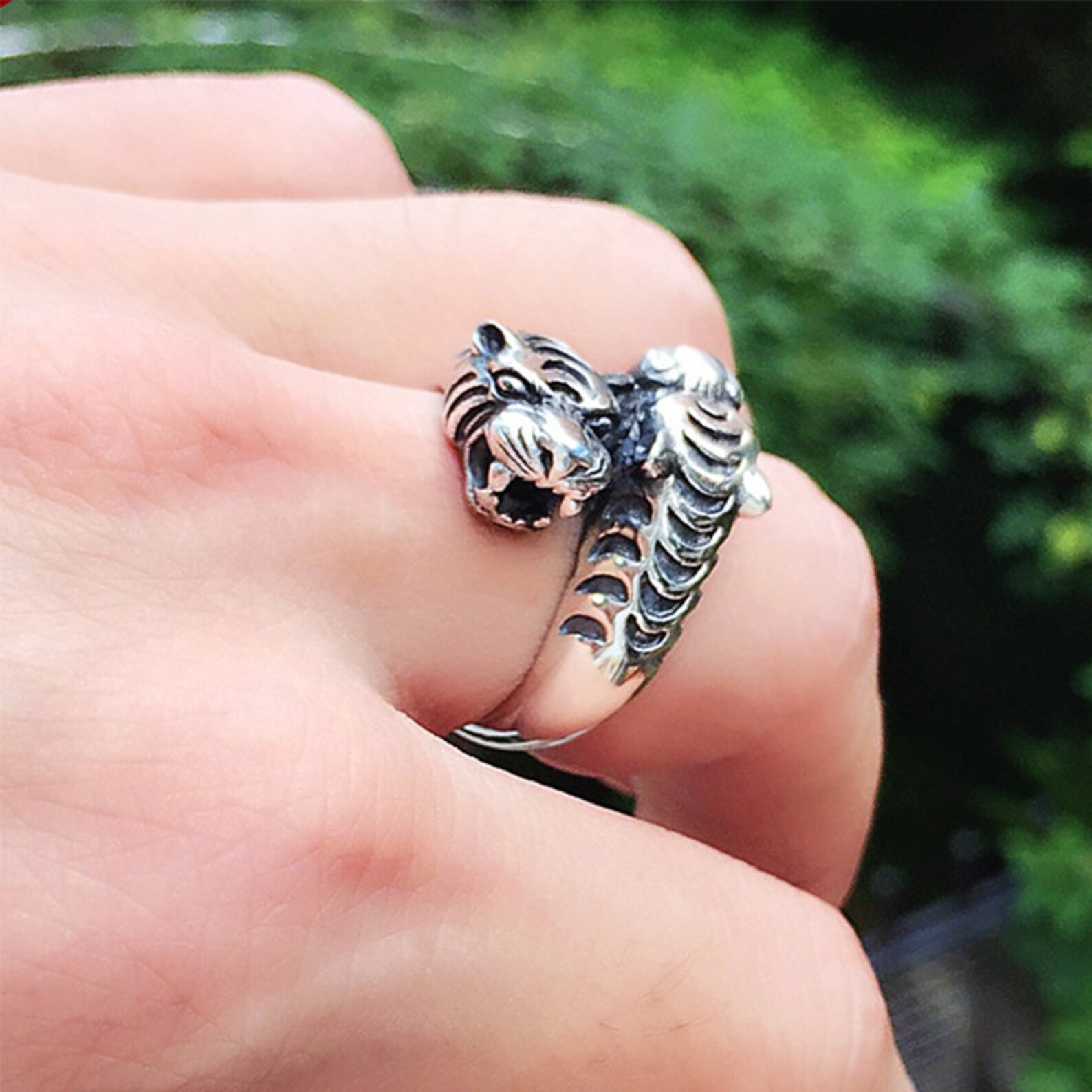 Sterling Silver Double Headed Tiger Ring Unisex Women's | Etsy