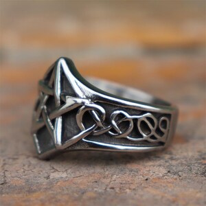 Stainless Steel Pentagram Ring Baphomet Pentacle Solomon Seal ...