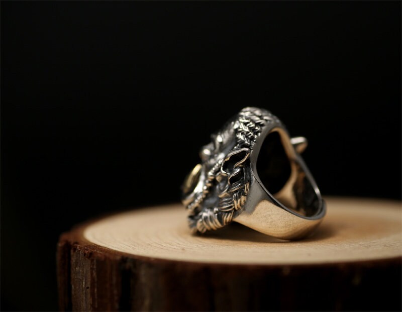 Skull Ring Silver World Of Warcraft Orc Ring Huge Monster | Etsy