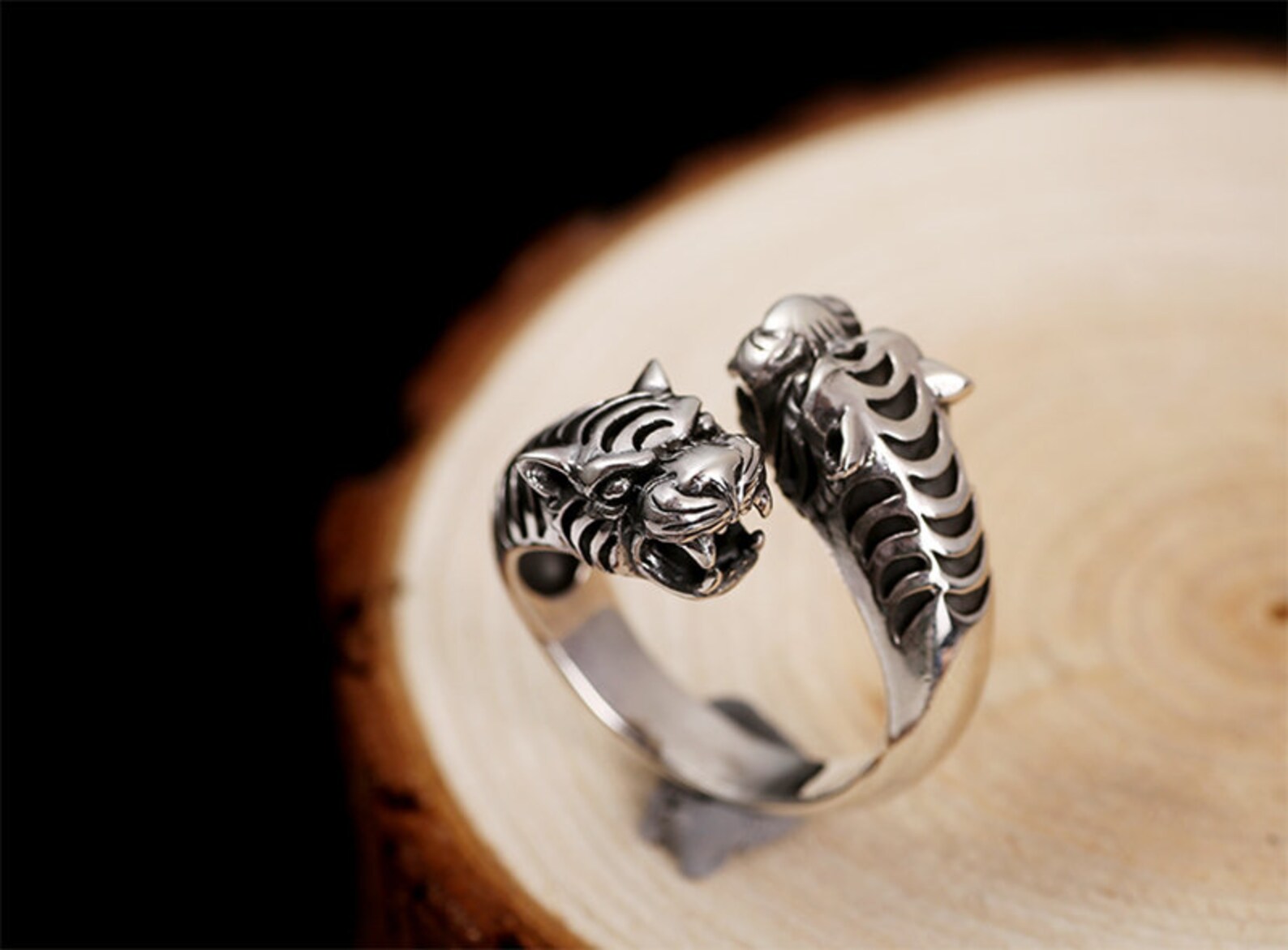 Sterling Silver Double Headed Tiger Ring Unisex Women's | Etsy