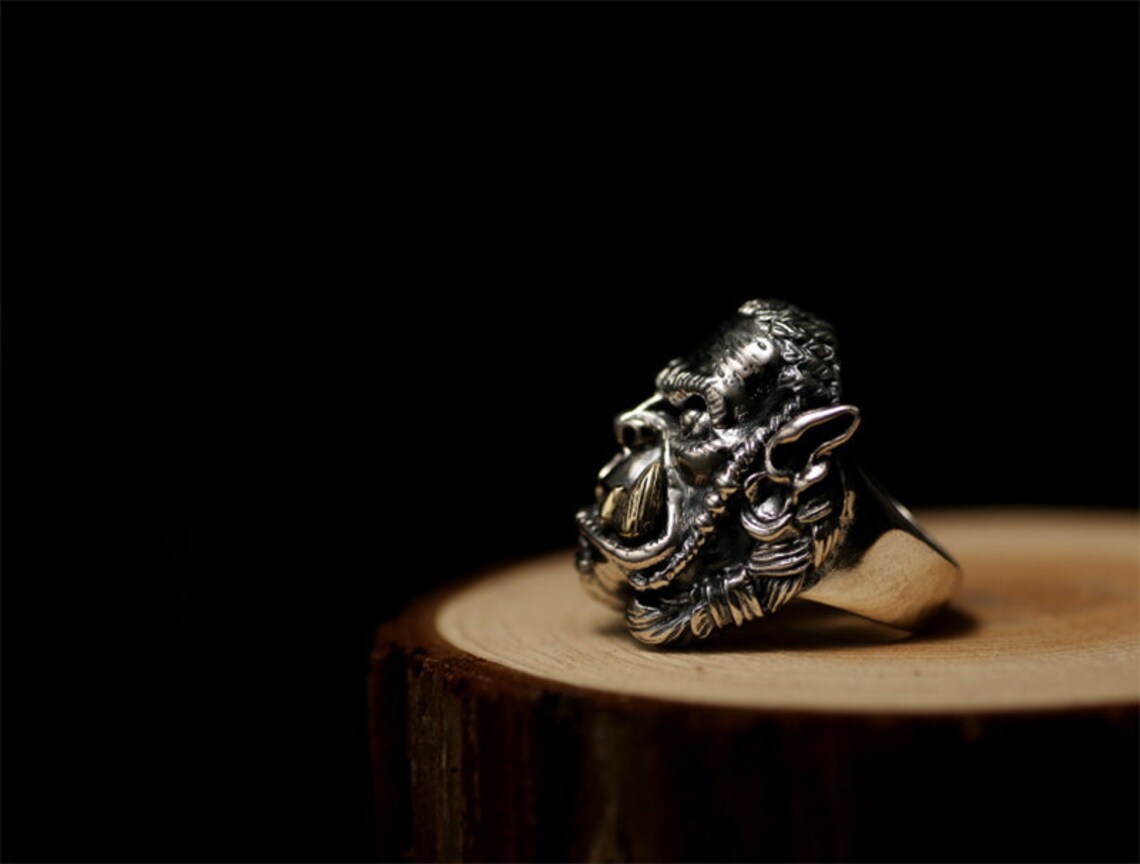 Skull Ring Silver World Of Warcraft Orc Ring Huge Monster | Etsy