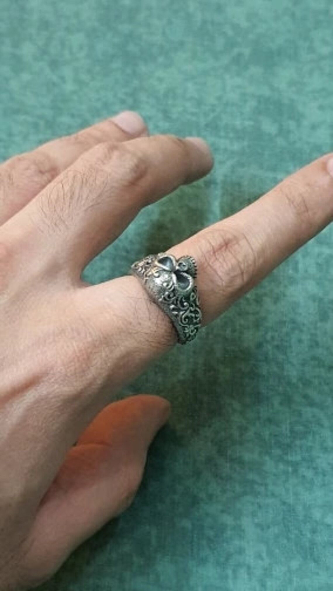 Ornate Silver Skull Ring Silver Sugar Skull Ring - Etsy UK