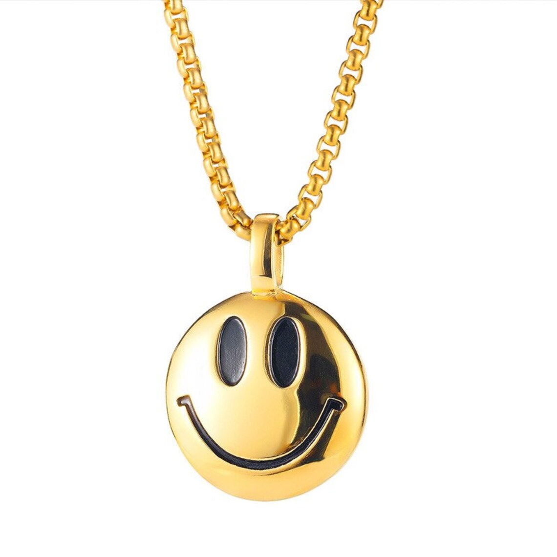 Smiley Face Pendant Necklace 4 Style & Color Choices | Etsy