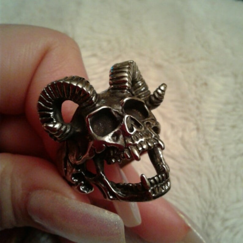 Stainless Steel Vampire Demon Ram Goat Horns Skull Goth Punk | Etsy