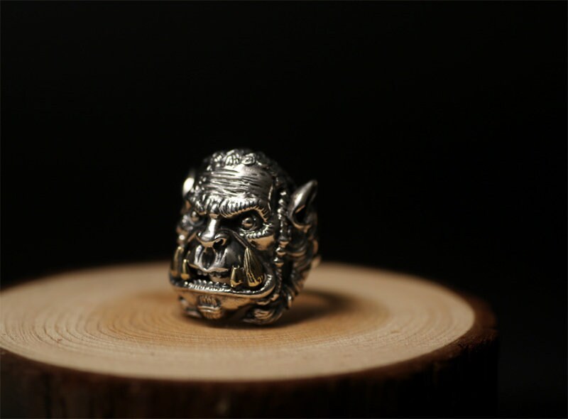 Skull Ring Silver World Of Warcraft Orc Ring Huge Monster | Etsy