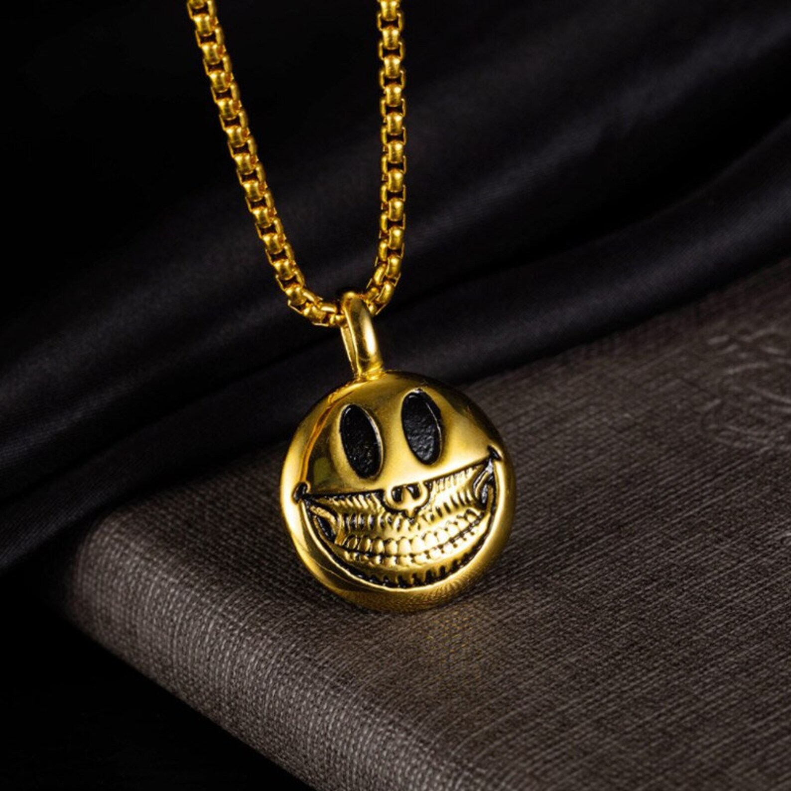 Smiley Face Pendant Necklace 4 Style & Color Choices | Etsy