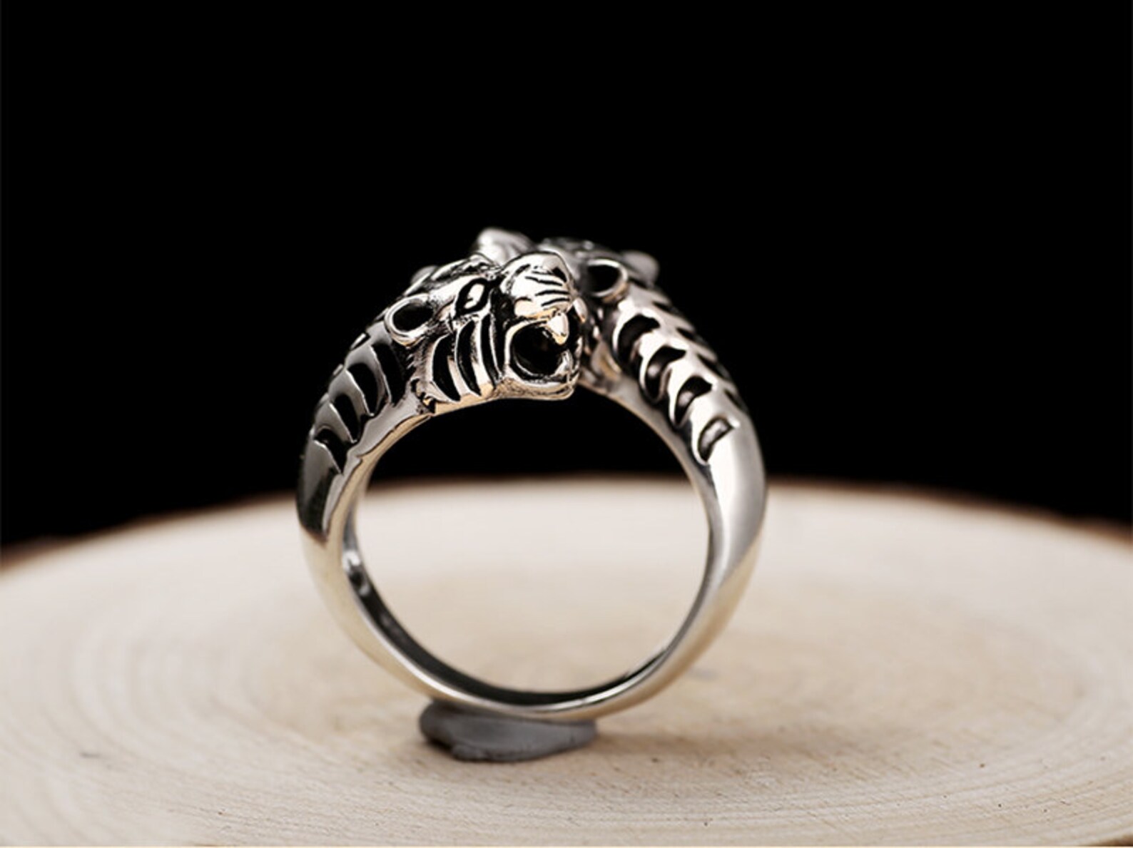 Sterling Silver Double Headed Tiger Ring Unisex Women's | Etsy