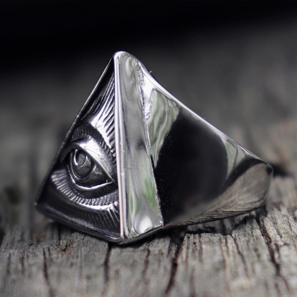 Stainless Steel Egyptian Pyramid Ring All Seeing Eye Ring - Etsy UK