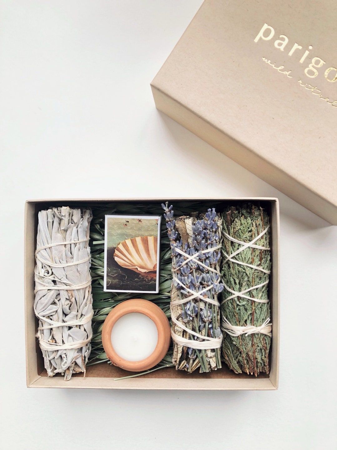 Home Blessing Smudge Kit: Sage, Cedar, Yerba Santa, Lavender & Candle ...