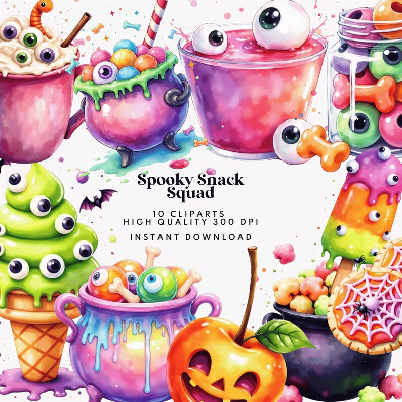 Halloween Treats Clipart Bundle: Spooky Snacks PNG (digital Download ...