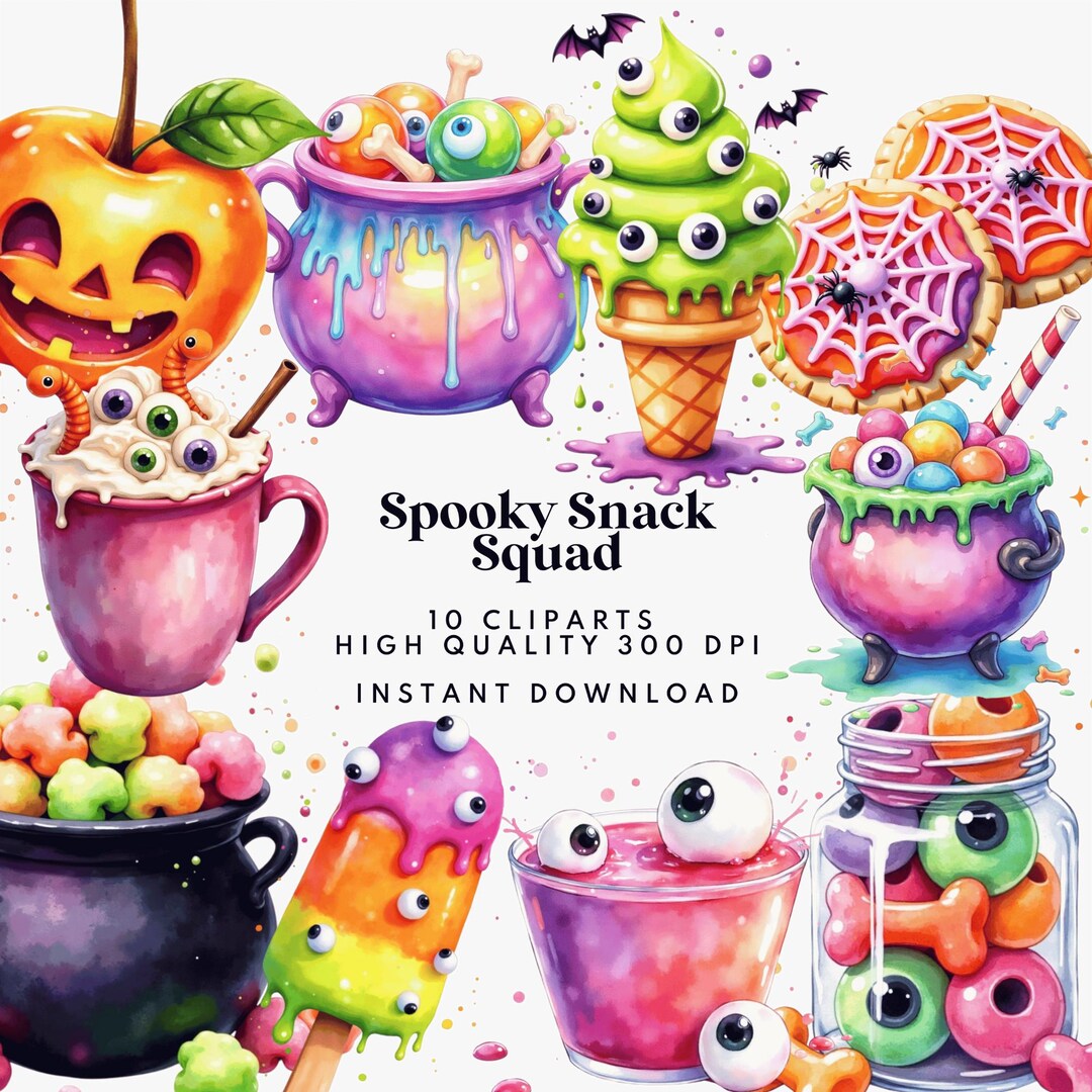 Halloween Treats Clipart Bundle: Spooky Snacks PNG (digital Download ...