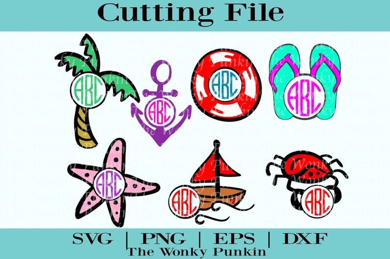 Summer Monogram Bundle Summer Svg Monogram Monogram Frames - Etsy