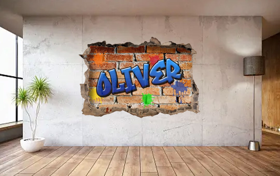 Personalised 3d Printed Cracked Wall Sticker. Graffiti Effect Name or ...
