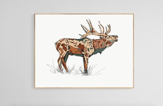 Colorful Elk Print | Etsy