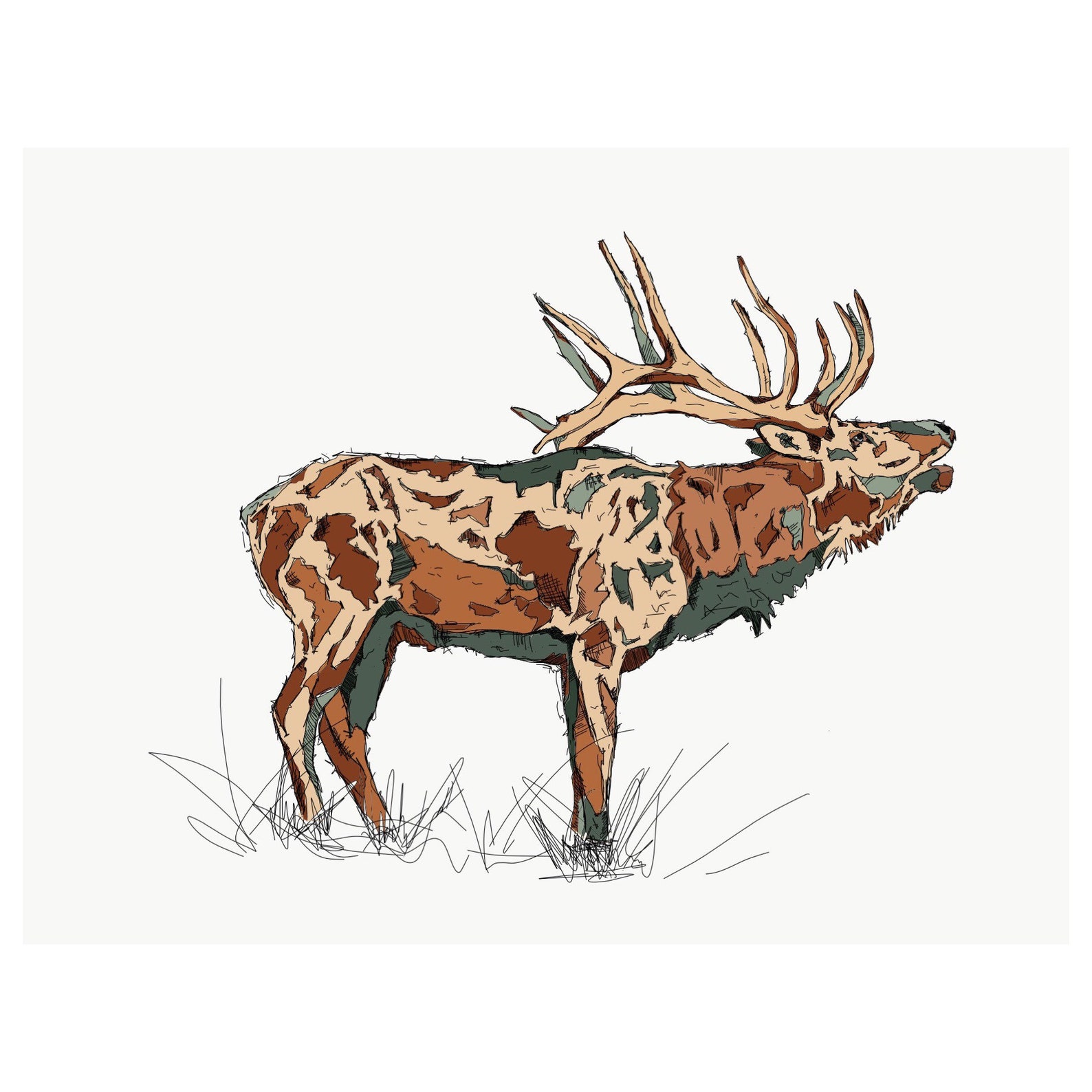 Colorful Elk Print - Etsy